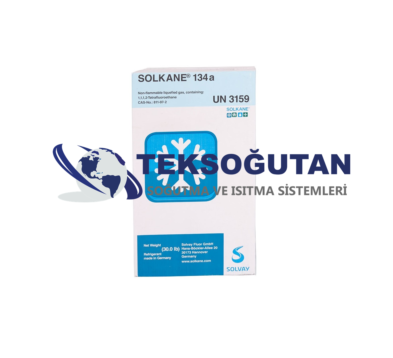 R-134A Gaz Solvay Solkane-Gas Tüp 13.6 Kg Dökme / Tek Soğutan
